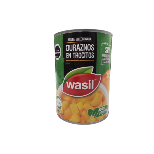 Duraznos Trocitos Wasil 590 grs – COMERCIAL SAN ANDRES